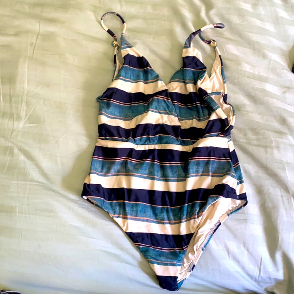 Sexy One Piece, Blue And Tan One Piece Swimsuit. Grea… - Gem